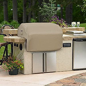 Covers & All Built-in Grill Cover Made of 12 Oz Waterproof Fabric with Air Pocket & Elastic for Snug Fit (32" W x 26" D x 24" H, Beige)