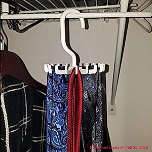 Z ZICOME 3 Pack Twirl Ties Rack Closet Organizer Tie Hanger Hook Headband Holder (White)