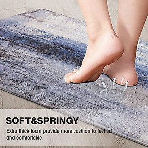 MAYHMYO Kitchen Floor Mat Blue Kitchen Rugs Anti Fatigue Kitchen Floor Mat Cushioned Non Skid Waterproof Kitchen Runner Rug Kitchen Rugs and Mats Memory Foam Kitchen Mats for Floor Laundry Office Sink