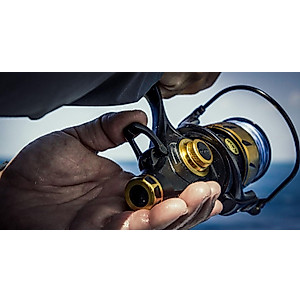 PENN Spinfisher VI Live Liner Spinning Inshore Fishing Reel, HT-100 Front Drag, Max of 15lb | 6.8kg, Built with Carbon Fiber Washers, 2500, Black Gold