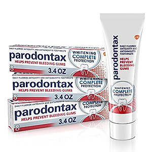 Parodontax Complete Protection Whitening Toothpaste To Help Prevent Bleeding Gums, Anticavity, Gum Toothpaste For Gum Health And Whitening - 3.4 oz x 3