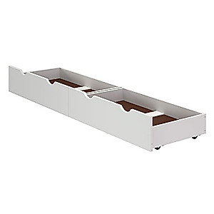 White Wood Underbed Storage Drawers on Wheels - Bedroom Dresser Organizer Shelf - Set of 2 - Perfect for Small Spaces and Storing Clothes - 9 3/8 in. H - Works with Any 9.75 in. and Bed Frame