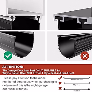 Garage Door Seal Bottom Rubber Replacement for Wayne Dalton Garage Door Bottom Seal Part Number 154448 for Garage Weather Stripping (20 Feet)