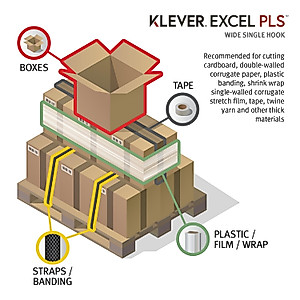 Klever Excel PLUS Wide Cut Safety Cutter, Carbon Steel Blade, Cuts Boxes, Film, Tape, and More, Utility Knife, Orange, 20/pk (PLS-400-30G)