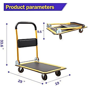Xilin Scissor Hydraulic Lift Table Cart 3300LBS Capacity 39.4''Lifting Height and 330lb Push Cart Dolly Foldable Platform Truck with Mute Wheel