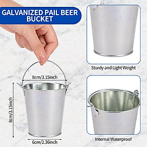 Didaey Mini Metal Buckets with Handles Galvanized Buckets 3.15 Inch Mini Container Pails for Metal Tin Plant Holder Pail for Wedding Decoration Party Favor(Silver,28 Pcs)
