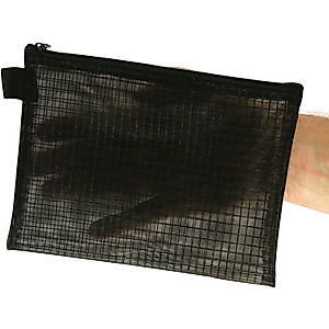 Mesh Bag With Zipper, Set Of 5, Organize Supplies, Cosmetics, Travel Accessories (6x8, Black)