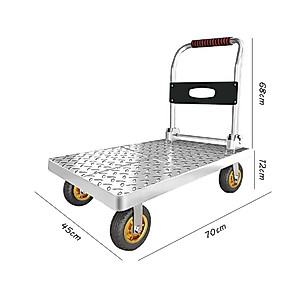 Heavy Duty Platform Trolley, Steel Dolly with 200kg Capacity, Folding Hand Truck with 70x45cm Flatbed