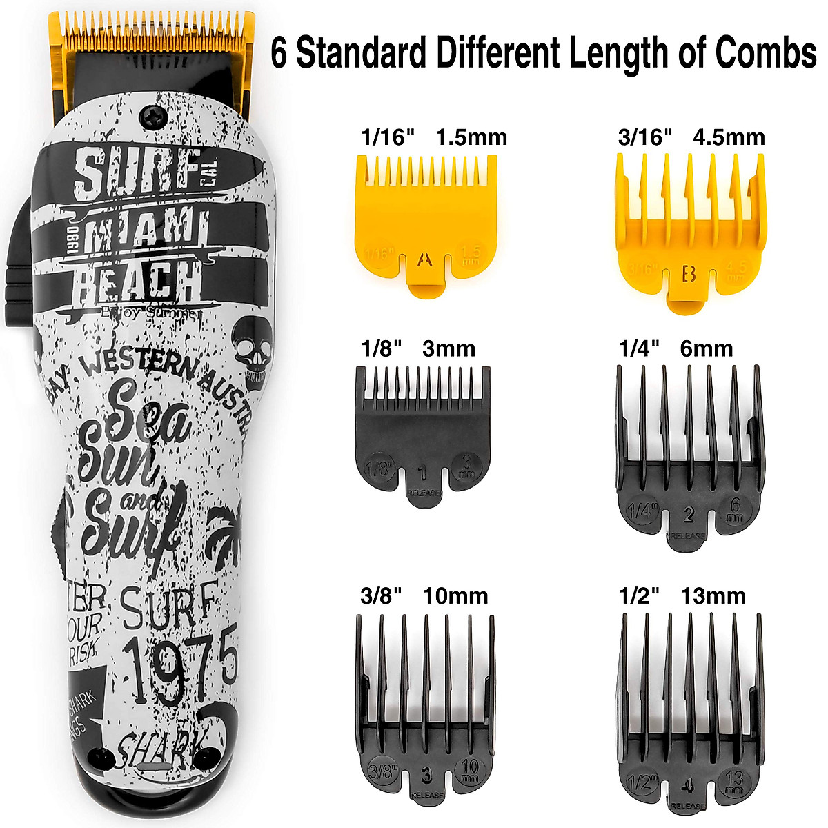 HONGNAL Professional Pro Hair Clippers Cutting Kit,2000mA Powerful Electric Cutting Trimmer Set,Hair Cutting Kit Cordless for Men,Great for Barbers and Stylists（(Summer Beach)