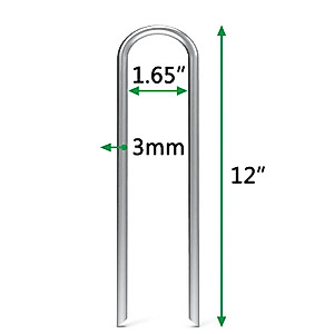 MySit 25 Pack 12 Inch Garden Stakes Heavy Duty 11 Gauge Galvanized Yard Staples U Pegs Fences Drip Irrigation Securing Stakes 1/2-Inch to 1-5/8-Inch Loop Stake for Anchoring Lawn Drippers Soaker Hose