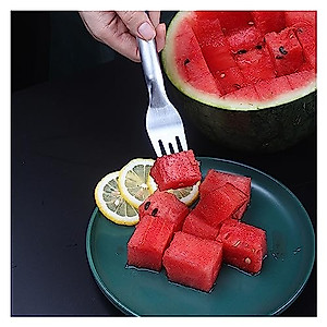 fruit knife Watermelon fork slicing tool stainless steel double-headed watermelon cutting fork dicing tool (2 pieces) Suitable for cutting watermelons