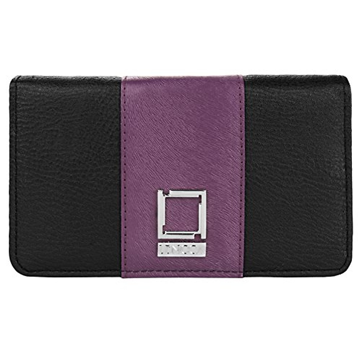 Lencca Kyma Vegan Leather Crossbody Smartphone Clutch Wallet Purse with Removable Chain Shoulder Strap - Black/Purple