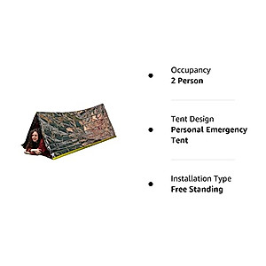 Emergency Thermal Tent- Reflective Mylar Survival Shelter- XL Size Waterproof Lightweight Tube Tent- Insulated Retains Heat and Fits 2 Adults in All Weather- Outdoors, Hiking, Bug Out Bag- 8 x 3 Feet