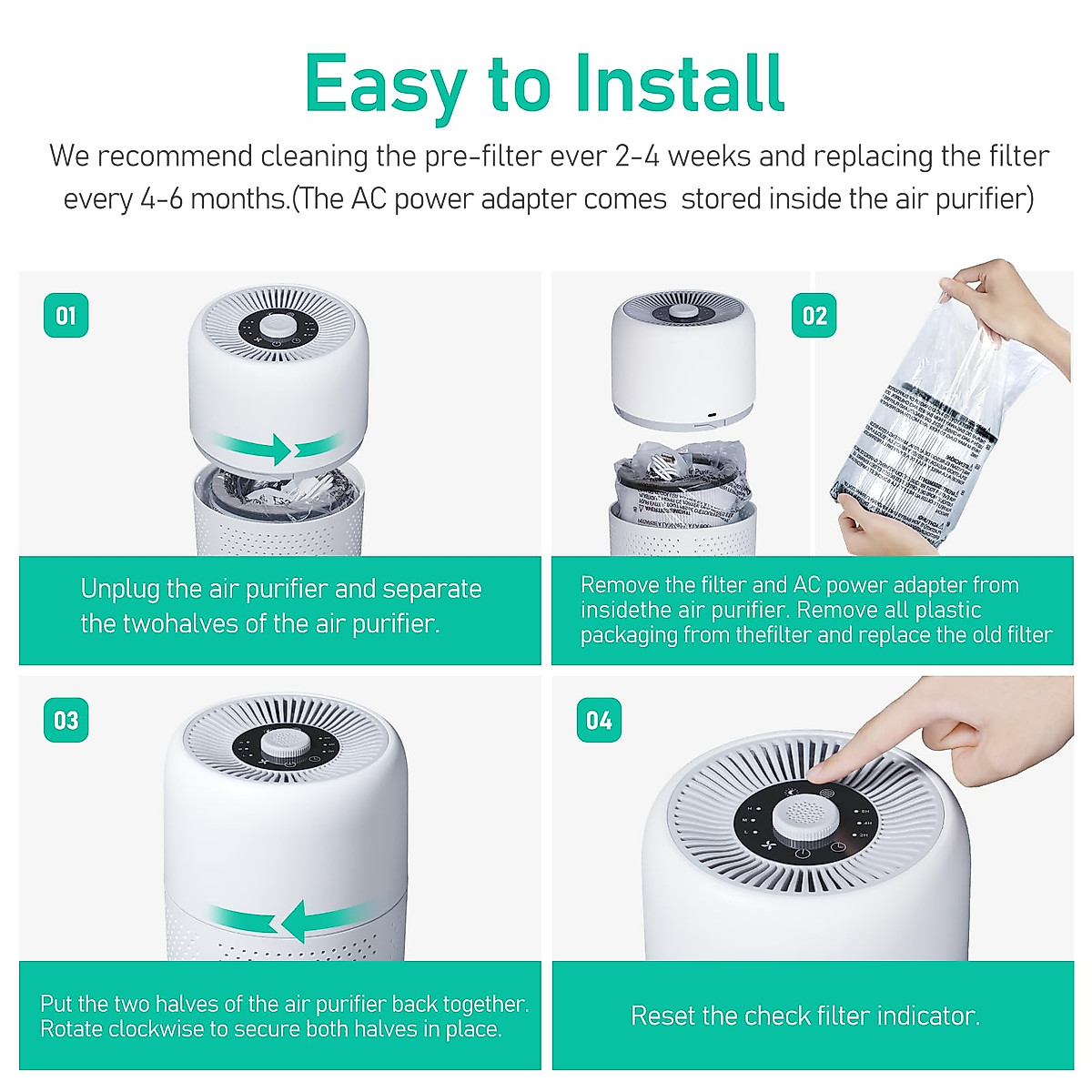 2 Pack TPLMB Air Purifiers for Bedroom H13 HEPA Filter,Fragrance for Better Sleep,Small Air Purifier with Nightlight Speed Control,For Home Living Room Dorm,24dB Filtration System,P60 (2, White)