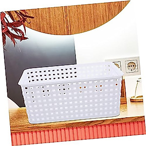 JOINPAYA 2pcs mini hamper mini woven hamper plastic storage bin simple to weave basket for office plastic barrel the basket dressing table plastic bins for storage file basket tray white