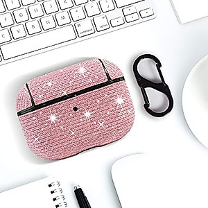 HIDAHE AirPods Pro Case, Case for AirPods Pro, Airpods Pro Case Glitter, Airpods Pro Accessories, Bling Glitter AirPods Pro Case Cute for Girls Kids Protective Case for AirPods Pro Charging Case, Pink