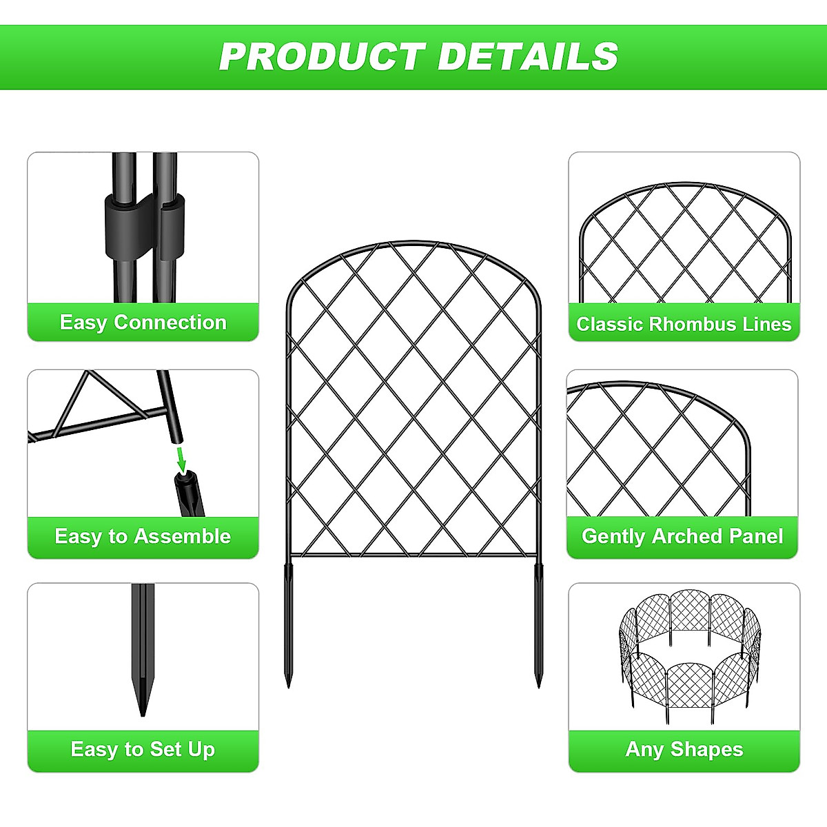 Skcoipsra Decorative Garden Fence 30 Pack, 22in(H) x 32.5ft(L) Animal Barrier Fence, Rustproof Metal Fencing for Yard, Dog Rabbits Wire Section Garden Edging Border for Yard Patio Garden, Arched