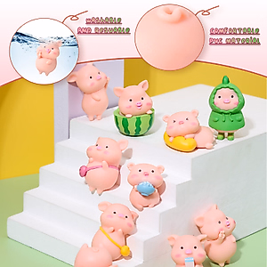 19 Pcs Miniature Figurines Toys Figure Animal Toys Set Cute Figurine Cake Toppers Mini Garden Miniature Figurines Landscape Decor for Home Desk Party Decorations (PVC,Pig)