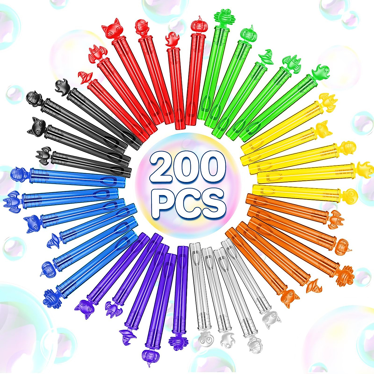 OleFun 200 Pcs Halloween Bubble Wands, Bulk Halloween Party Favors for Kids, Ideal Halloween Goodie Bag Stuffers, Treat Bags Fillers, School Classroom Prizes