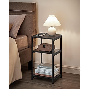 VASAGLE Side Table, Small End Table, Tall Nightstand for Living Room, Bedroom, Office, Bathroom, Classic Black ULET273B16