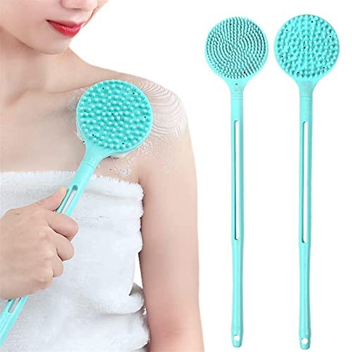 INGVY Dry Brushing Body Brush Bath Back Body Bath Shower Silicone Scrubber Brushes with Handle Exfoliating Scrub Skin Massager Exfoliation Bathroom Brush