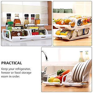 Hemoton 2pcs Soda Can Dispenser Beverage Holder for Fridge Kitchen Countertops Cabinets Plastic Canned Food Pantry Storage Rack Beverage Organizer