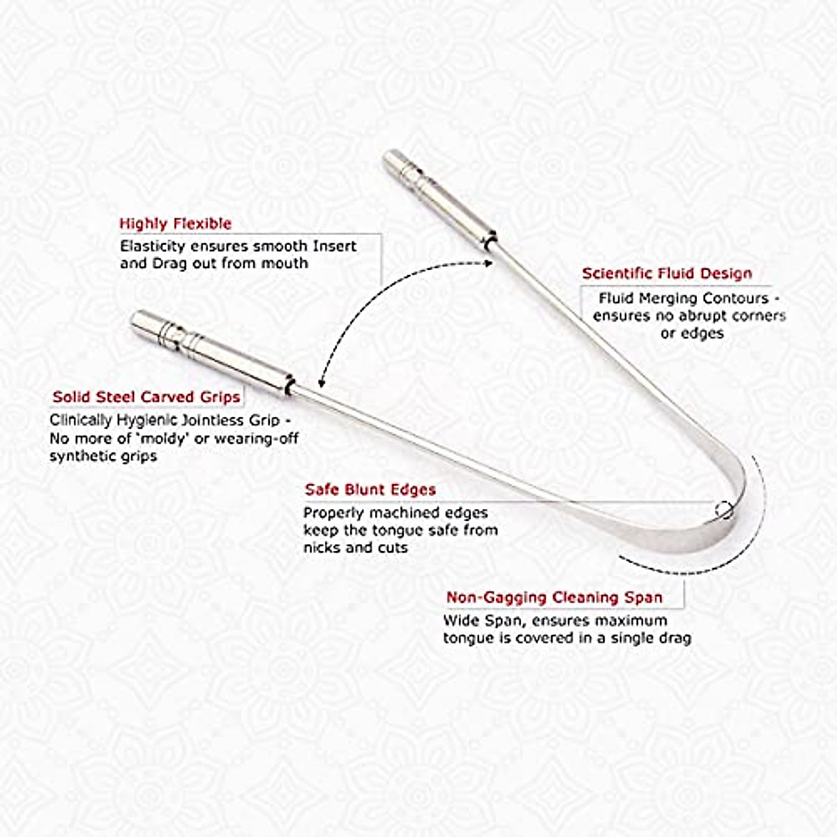 The Legend Stainless Steel Tongue Scrapers-Metal U Shaped Tongue Scraper for Fresher Breath- Tongue Scraper to Keep Mouth and Teeth Healthy and Cleaner- (Stainless Steel) (Pack of 5)