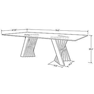 Modern Falcone 94" Dining Table - Clear Glass with Polished Stainless Steel Base
