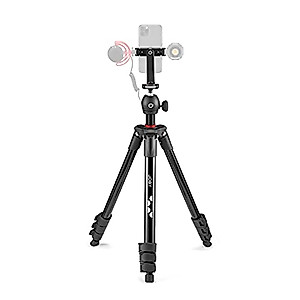 JOBY Compact Light Kit, Smartphone/Camera Tripod with Ball Head, Universal Smartphone Holder, Carrying Bag, for CSC, DSLR, Mirrorless Camera, Smartphone, Colour: Black, 1.5 Kg Capacity