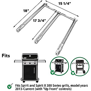 Uniflasy 7636 Green Flavorizer Bars and 69787 Grill Burner for Weber Spirit and GS4 Spirit II 300 Series with Front Control, Spirit E310 E320 E330 S310 S320 S330 for Weber 7636 69787