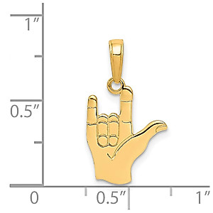 14k I Love You Hand/ Sign Language Pendant QC3055