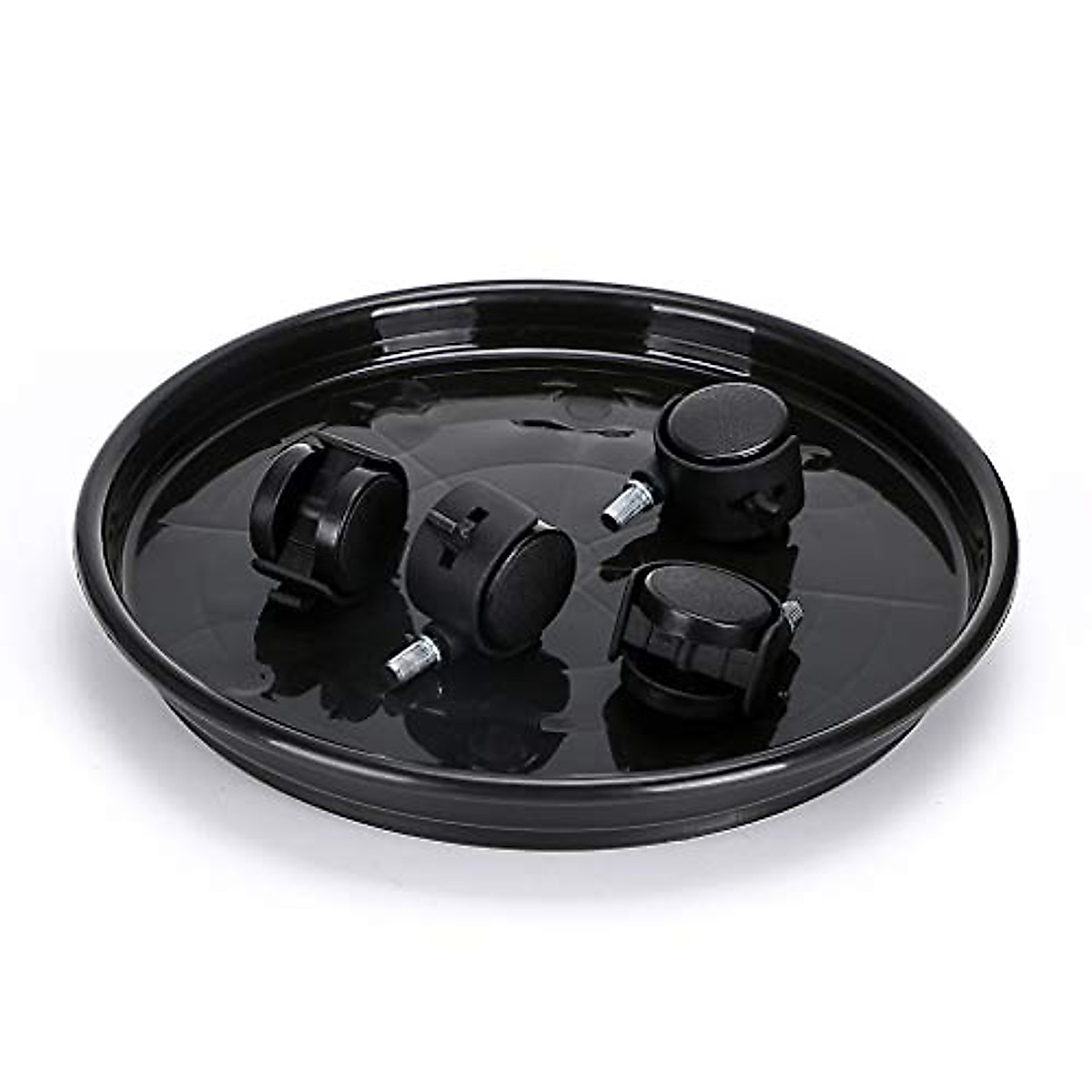 Skelang 4-Pack Plant Caddy 11.8 Inches, Plant Pallet with Brake Wheels, Plant Stand Roller for Indoor and Outdoor Heavy Duty Planter, Load Capacity 125 Lbs (Black)