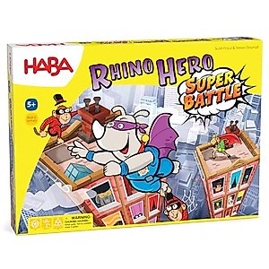 HABA Rhino Hero Super Battle - Exciting 3D Stacking Board Game for Kids & Adults, Fun Family Games, Stacking Card Games for Kids, Made in Germany