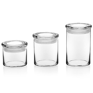 Libbey Cylinder 3-Piece Multi-Size Glass Storage Jar Set with Lids, 15-ounce, 22-ounce, 31-ounce