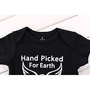 AMMENGBEI Baby Boys Girls Rompers Hand Picked for Earth by My Grandma Grandpa in Heaven Summer Bodysuit (0-3M, Grandpa Black)