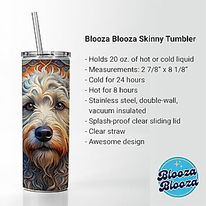 Schnoodle Dog Art Nouveau Skinny Tumbler 20oz with Straw Insulated Water Bottle Gift