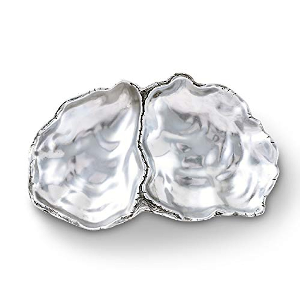 Arthur Court Aluminum Oyster Vanity Tray, Desktop Storage Organizer, Catchall, Valet, Nightstand or Dresser / Serving Food Tray Coastal Décor - 6 inch x 10 inch