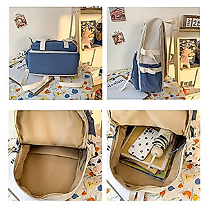 Kawaii Backpack for School Japanese, Aesthetic Backpack for Women Girls Cute Korean Style Bags with with Kawaii Pin and Accessories (Purple)