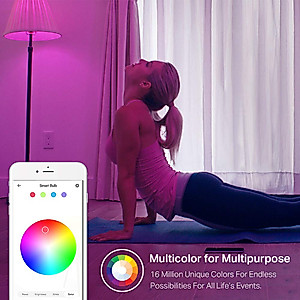 Kasa Smart Light Bulbs, Full Color Changing Dimmable Smart WiFi Bulbs Compatible with Alexa and Google Home, A19, 9W 800 Lumens,2.4Ghz only, No Hub Required, 2-Pack (KL125P2), Multicolor