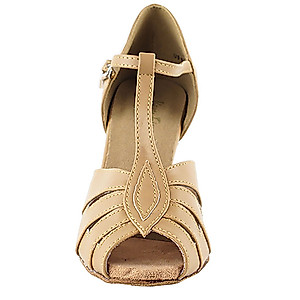 Very Fine Dance Shoes - Ladies Latin, Rhythm, Salsa, Waltz Ballroom Dance Shoes - 2702-2.5-inch Heel and Foldable Brush Bundle - Beige Brown Leather - 6