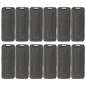 AlVABABY Charcoal Bamboo Inserts Cloth Diaper Liner,5-Layer Inserts,Reusable Liners for Baby Cloth Diapers 12pcs 12ZTN