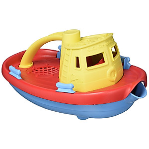 Green Toys Tugboat, Assorted CB - Pretend Play, Motor Skills, Kids Bath Toy Floating Pouring Vehicle. No BPA, phthalates, PVC. Dishwasher Safe, Recycled Plastic, Made in USA.