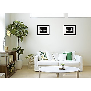 11x14 Black Gallery Picture Frame with 8x10 Mat - Wide Molding - Includes Both Attached Hanging Hardware and Desktop Easel - Display Pictures 8x10 or 11x14