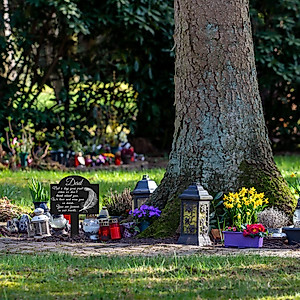 Roowest Valentine's Day Memorial Stakes Cemetery Grave Decorations Acrylic Grave Plaque Stake Markers Sympathy Garden Stake Waterproof for Gift Cemetery Outdoors Yard(Dad, Dad)