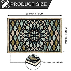 CHICHIC Door Mat Welcome Mat 17x 30 Inch Front Door Mat Outdoors for Home Entrance Outdoors Mat for Outside Entry Way Doormat Entry Rugs, Heavy Duty Non Slip Rubber Back Low Profile, Flower