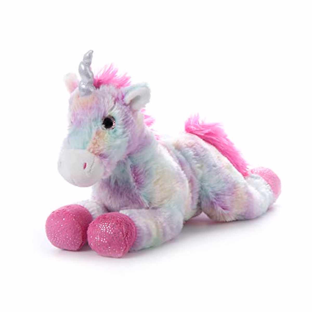 The Petting Zoo, Unicorn Stuffed Animal Plush Toy, Unicorn Gifts for Girls, Pastel Tie Dye Rainbow Unicorn with Silver Sparkly Horn, 14 inches