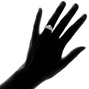 1/2CT Halo Diamond Engagement Wedding Ring Set 14K White Gold - Size 10