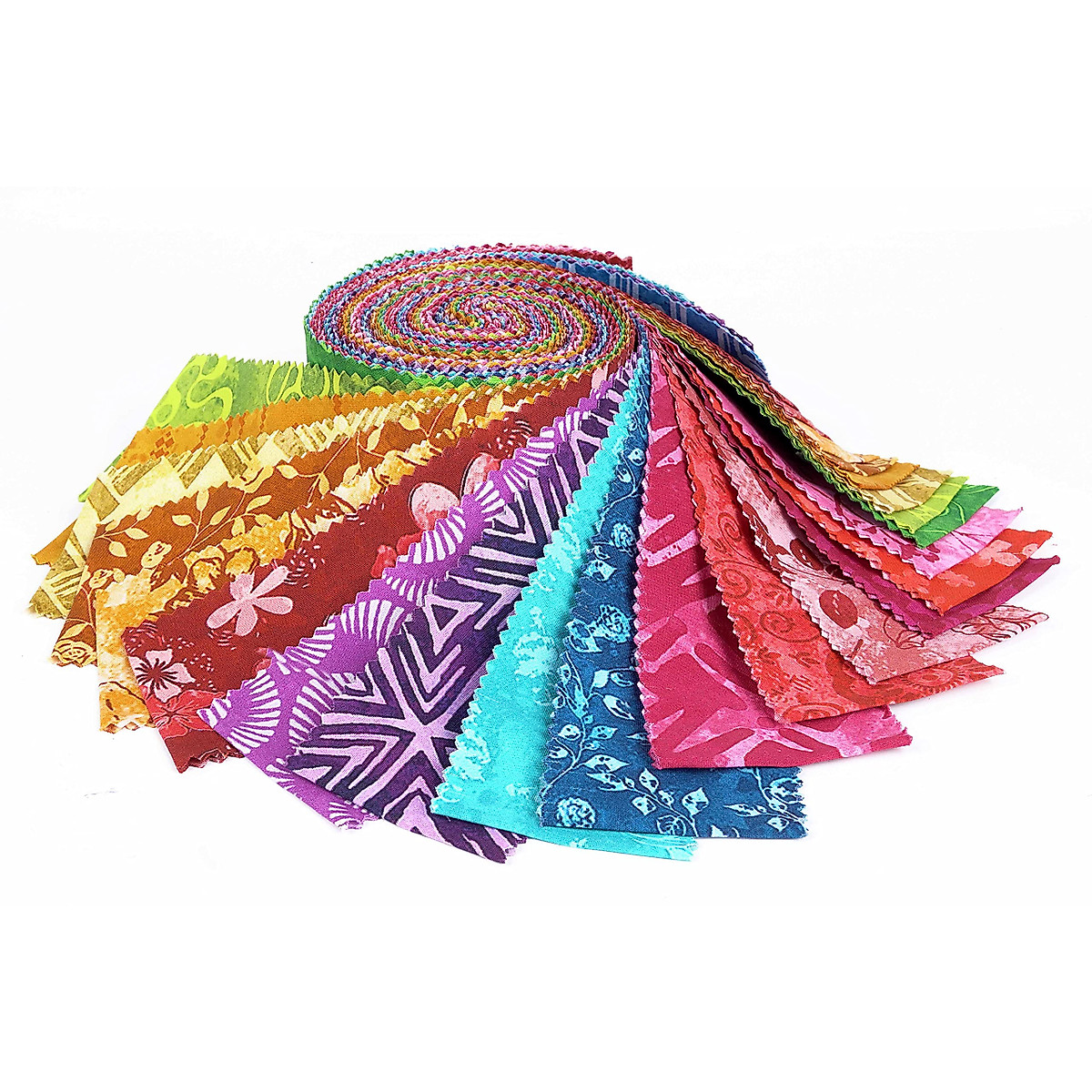 Soimoi 40Pcs Batik Print Cotton Precut Fabrics for Quilting Craft Strips 2.5x42inches Jelly Roll - Red