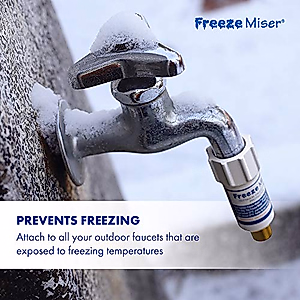 Freeze Miser - Outdoor Faucet Freeze Protection | Durable Replacement for Faucet Covers for Winter - Freeze Proof Outdoor Faucet Protector - Low Maintenance & Easy to Install - Saves Water