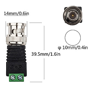 ACBalun83 28 Count Gold-Plated BNC Male-to-Male Coaxial Cat5/Cat6 Camera CCTV Security Camera Connector Adapter